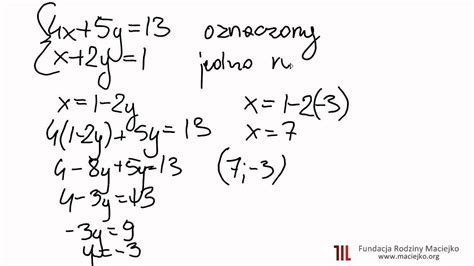 Odc 10 Różne układy dwóch równań liniowych podsumowanie Układy