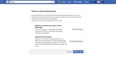 Cómo desactivar o eliminar tu cuenta de Facebook