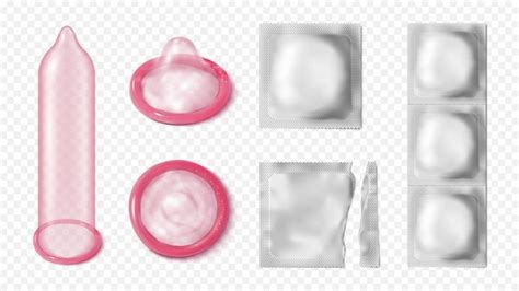 Free Vector Realistic Condom Set Of Isolated Icons On Transparent