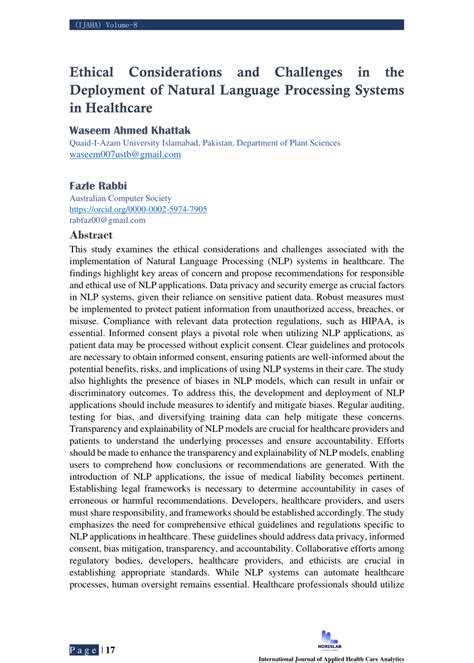 Pdf Ethical Considerations And Challenges In The Deployment Of