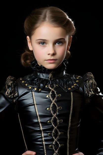 Girl Full Body Standing In Gymnastics Uniform Premium Ai Generated Image