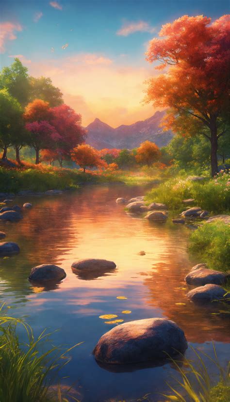 Lexica Illustrate A Serene Peaceful Nature Scene In Summer This