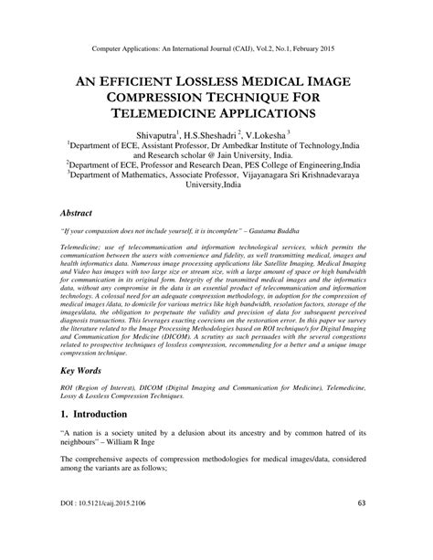 pdf an efficient lossless medical image compression technique for telemedicine applications