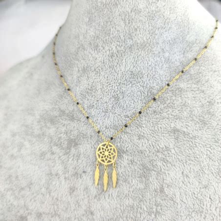 Naszyjnik Czarne Paciorki Diament Stal ChirurgicznaPinkDiamond