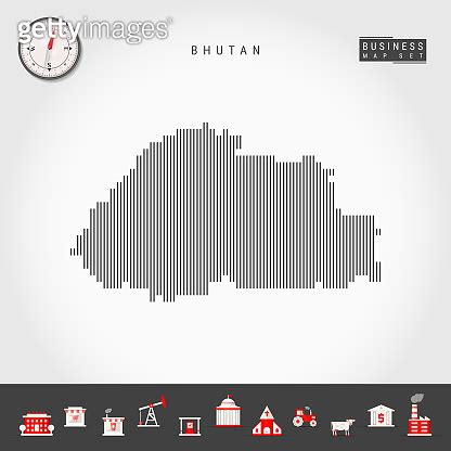 Vector Vertical Lines Map Of Bhutan Striped Silhouette Of Bhutan