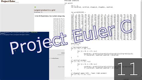 project euler in c 11 largest product in a grid youtube