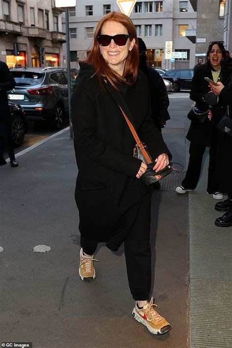Julianne Moore Looks Casually Chic As She Beams While Stepping Out