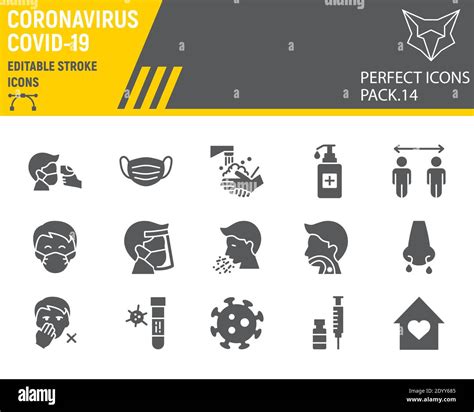 Coronavirus Glyphen Icon Set Pr Vention Sammlung Vektor Skizzen Logo