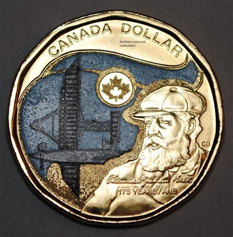 Canada 2022 Alexander Graham Bell BU 1 Dollar Canadian Coloured Loonie