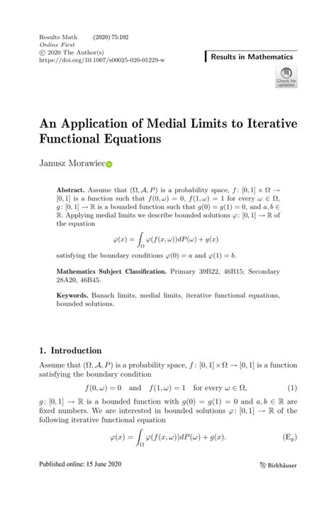 pdf an application of medial limits to iterative functional equations