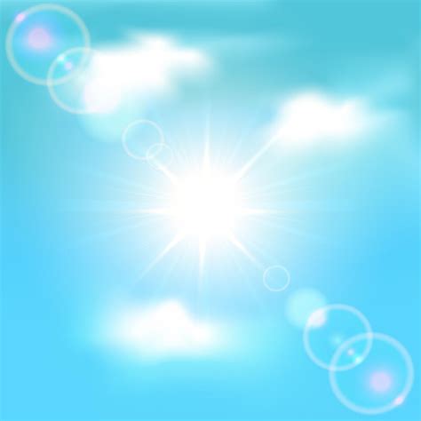 Cielo Con Sol Y Nubes Vector Premium