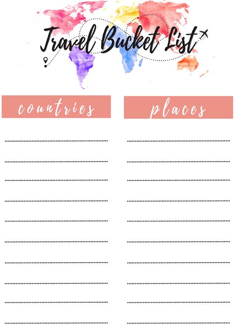 Bucket List Printable Template
