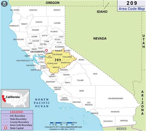 209 Area Codes Map Of California
