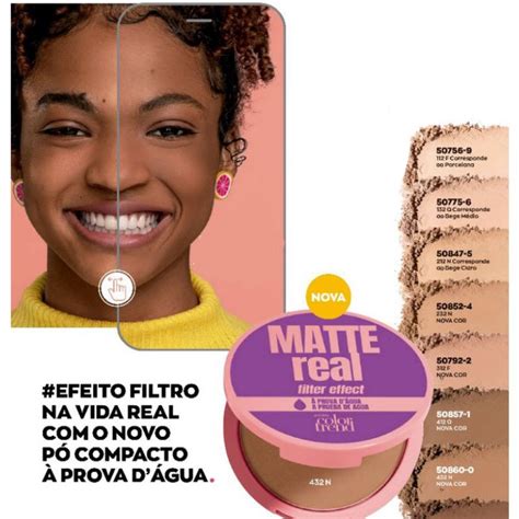 Pó compacto Facial matte real a prova d água 8g color trend Avon