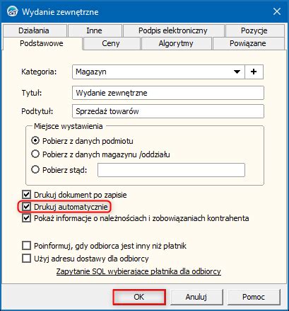 Subiekt Gt Jak Ustawi Automatyczne Drukowanie Wydania Zewn Trznego