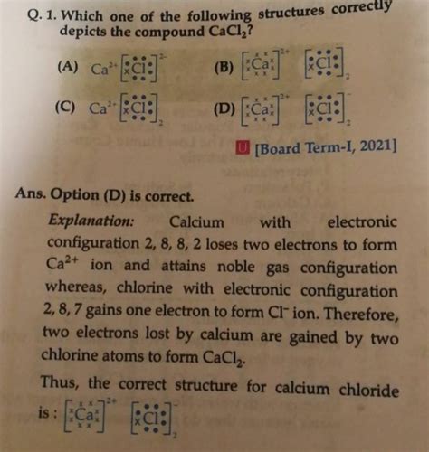 Q 1 Which One Of The Following Structures Correctly Depicts The Compoun