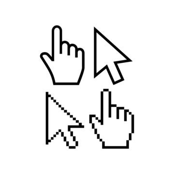 Pixel Cursor Hand Icon Symbol Interface Clicking Element Vector