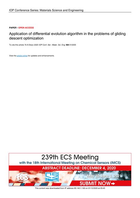 pdf application of differential evolution algorithm in the problems of gliding descent