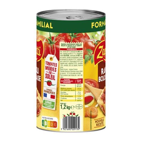 Plat cuisiné ravioli bolognaise ZAPETTI la boite de 1 2 kg à Prix