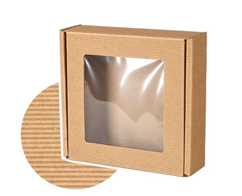 PUDEŁKO KARTON Z OKIENKIEM PREZENTOWE OTWARTA FALA KARBOWANE 20X20X5 CM