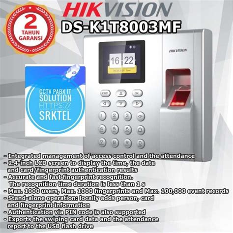 Jual HIKVISION DS K1T8003MF Mesin Absensi Fingerprint Di Seller Relaxa