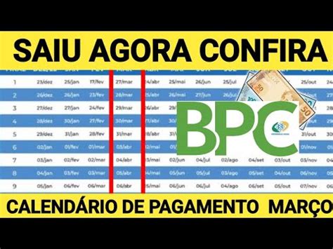 BPC LOAS LIBERADO O CALENDÁRIO DE PAGAMENTO DO BPC PARA MARÇO veja