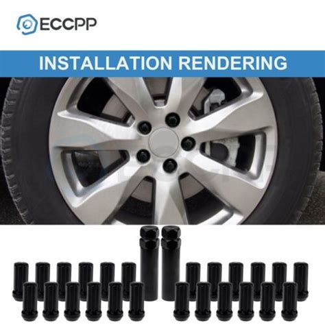 24 Black M14x2 2 Keys Spline Drive Close End Lug Nuts For Ford F 150