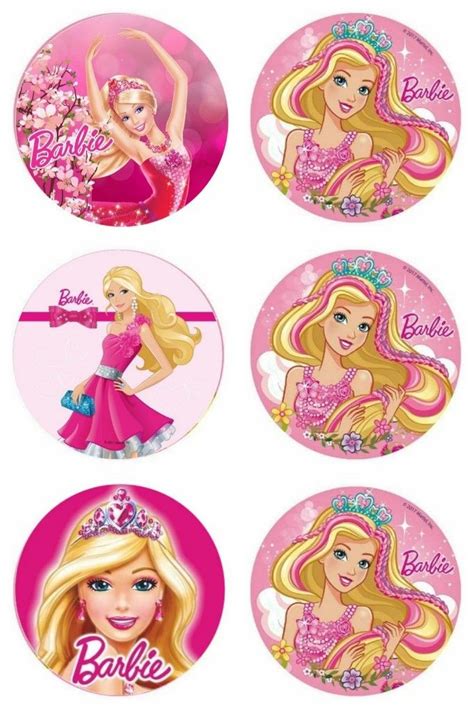 Barbie Edible Cupcake Toppers Pack Of 24 Etsy Uk Artofit