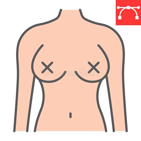 Radical Feminism Color Line Icon Female Breast And Sexism Naked Woman