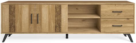 Szafka RTV 2 drzwi 2 półki 2 szuflady 180x40 cm kolor drewniany mk15607