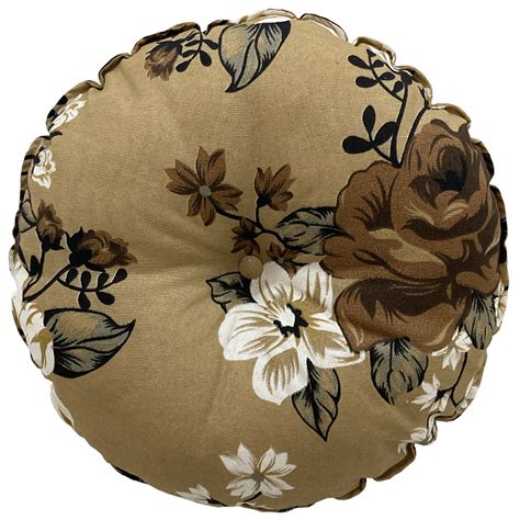Kit 04 Almofadas Futon Redondas 40cm Flores Brancas E Marrons