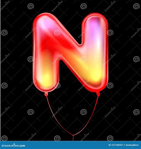 Red Metallic Balloon Inflated Alphabet Symbol N Stock Vector