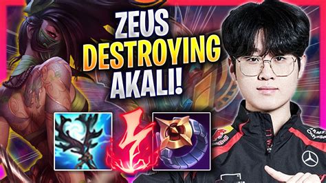 ZEUS DESTROYING WITH AKALI T1 Zeus Plays Akali TOP Vs Vayne