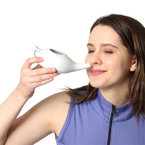 Ceramic Neti Pot For Sinus Allergies Treatment And Nasal Cleansing With