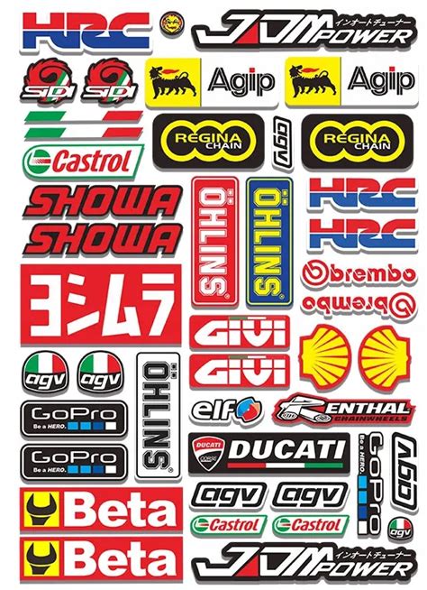 NAKLEJKI HRC AGIP BETA CASTROL AGV SIDI NA ROWER MOTOR MOTOCYKL DUŻY