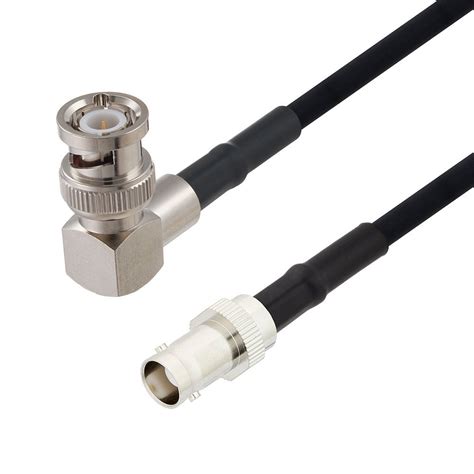 BNC Male Right Angle To BNC Female Cable In 12 Inch Length Using RG223 Coax