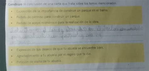 Construyo La Conclusi N De Una Carta Que Trata Sobre Los Temas 149730