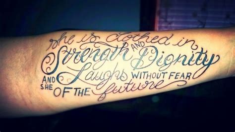 Proverbs Tattoo She Is Clothed In Strength And Dignity And She