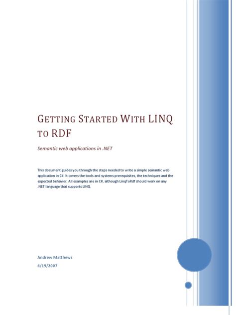 getting started with linq to rdf pdf resource description framework semantic web
