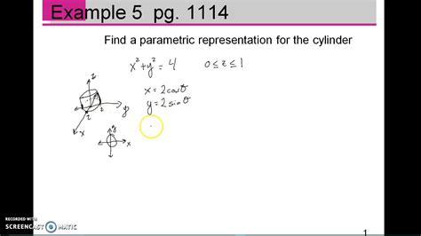 parametric representation for a cylinder youtube
