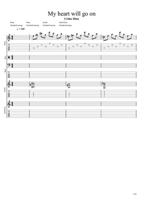 PDF Sample Of My Heart Will Go On Backing Track Guitar Tab Chords