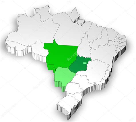 Mapa do Brasil região Centro Oeste Fotografias de Stock