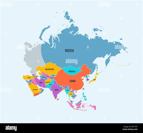 Mapa político del continente asiático Tapiz de Asia con fronteras de
