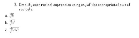 simplify each radical using any of the appropriate laws of radical brainly ph
