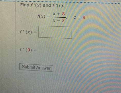 solved find f x and f c f x f x f 9 submit