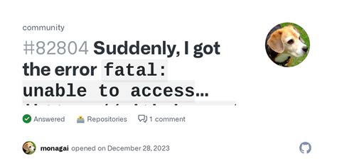 Suddenly I Got The Error Fatal Unable To Access Https Github