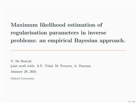 maximum likelihood estimation of regularisation parameters in inverse problems an empirical