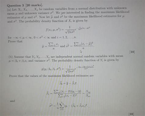 solved question 3 [20 marks] a let x₁ x2 xn be