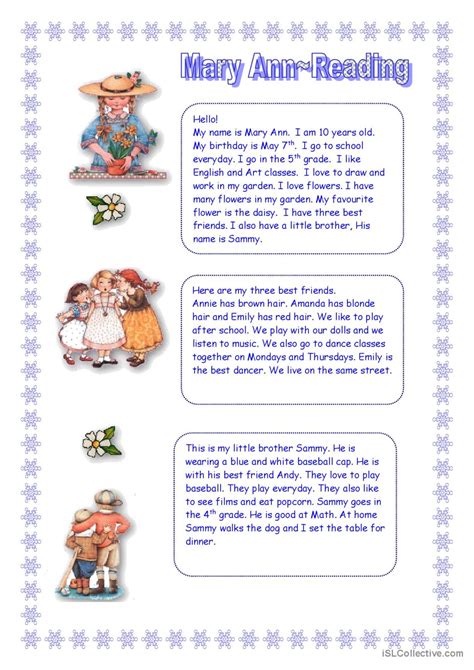 Mary Ann Reading For Detail Dee English ESL Worksheets Pdf Doc