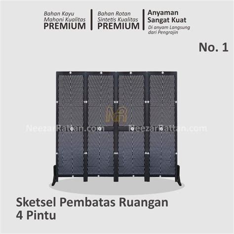 Jual Pembatas Penyekat Ruangan Sketsel Minimalis Unik Rotan Lipat